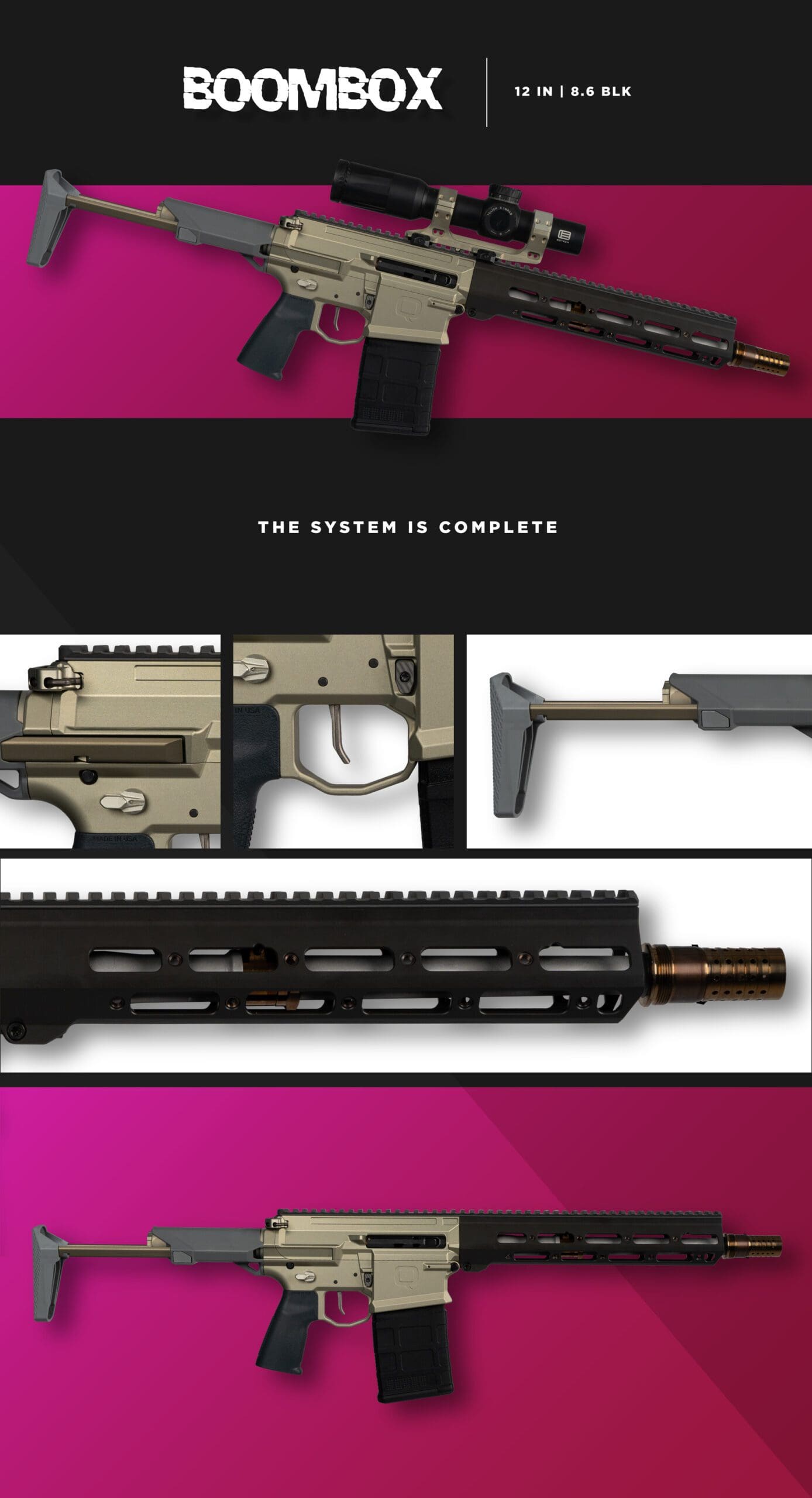 Q Boom Box 12" 8.6 BLK SBR | Simple Man Armory